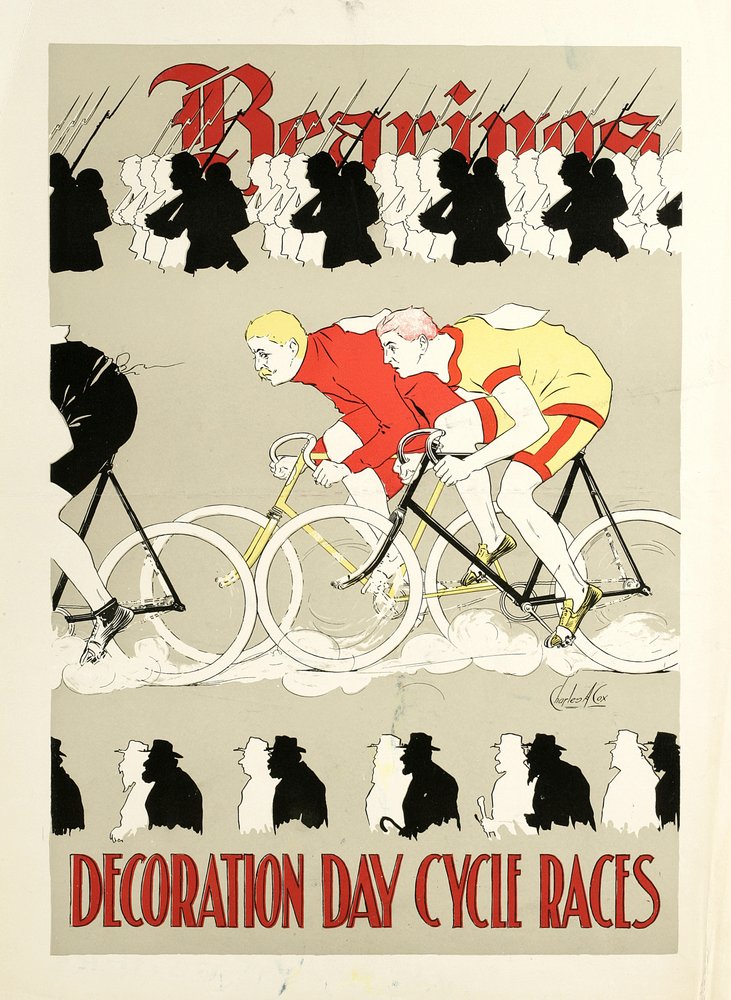 Lager, Dekorationstag-Radrennen. Plakat, ca. 1890er Jahre